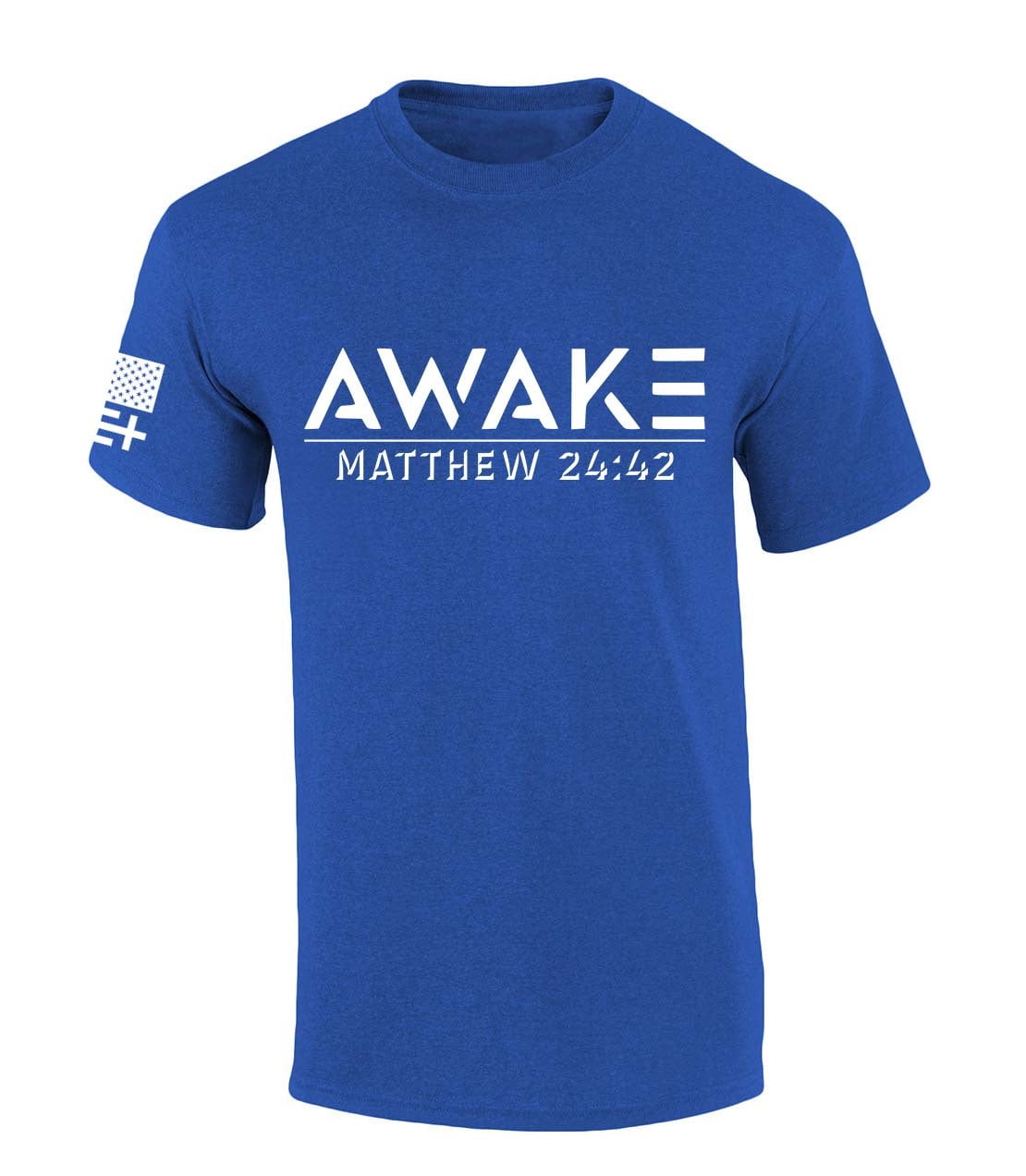 Mens Christian Tshirt Awake Matthew 24:42 Scripture Short Sleeve T ...