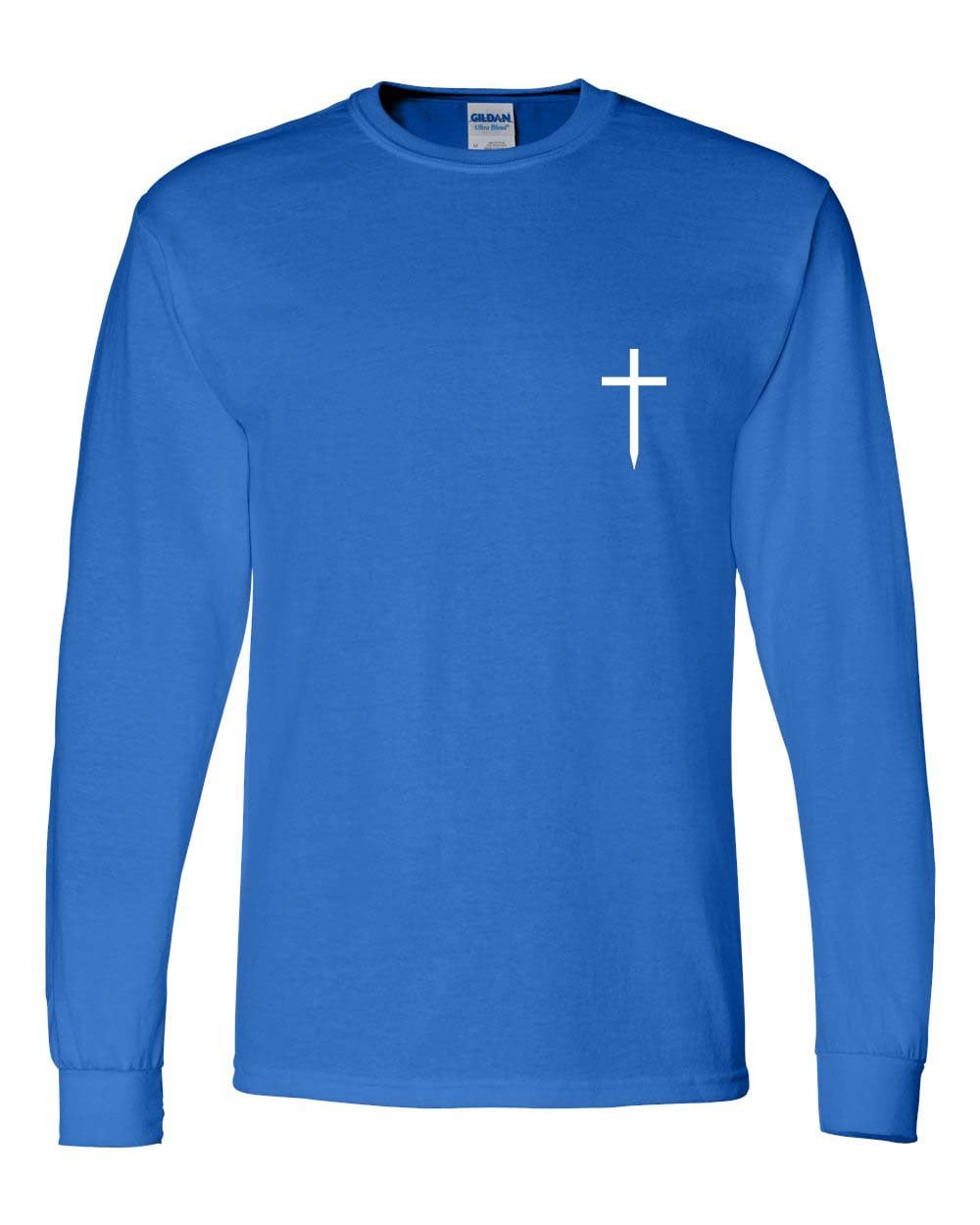 Mens Christian Tshirt Cross Crest Jesus Christian Long Sleeve T-shirt ...