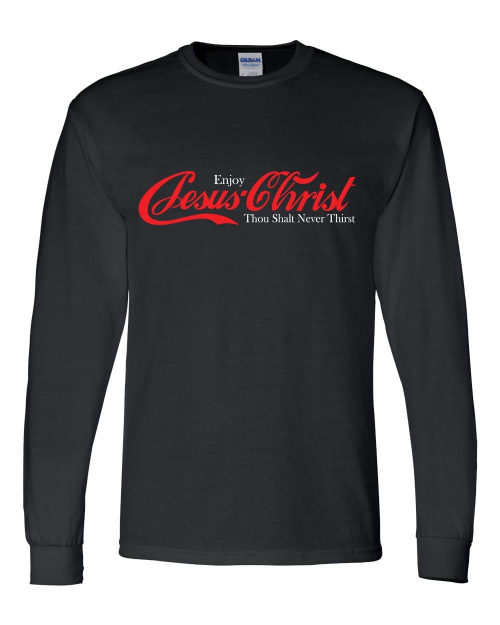 Mens Christian Tshirt Enjoy Jesus Christ Soda Logo Parody Long Sleeve T ...