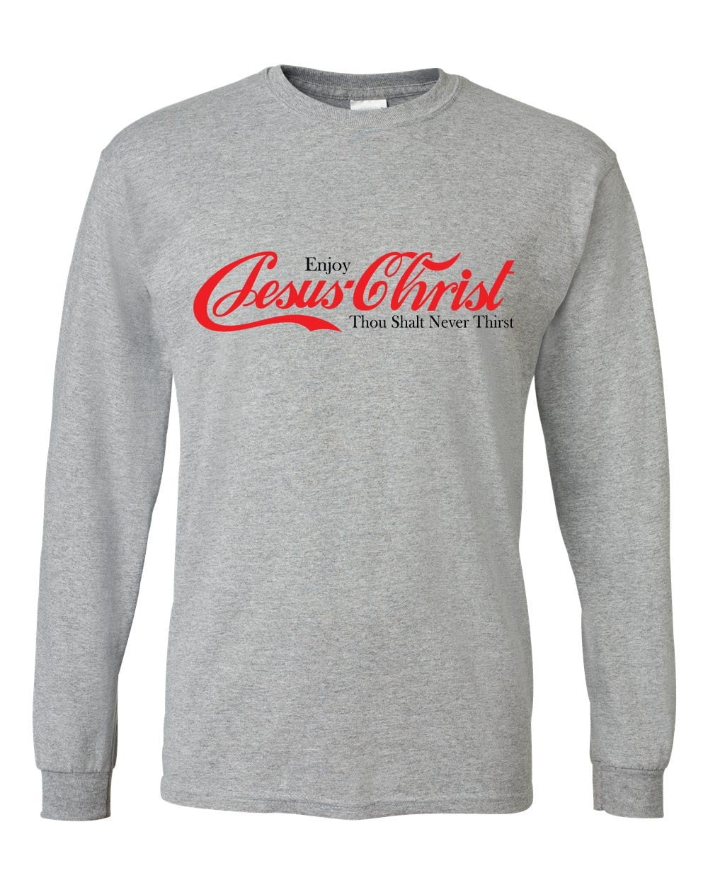 Mens Christian Tshirt Enjoy Jesus Christ Soda Logo Parody Long Sleeve T ...