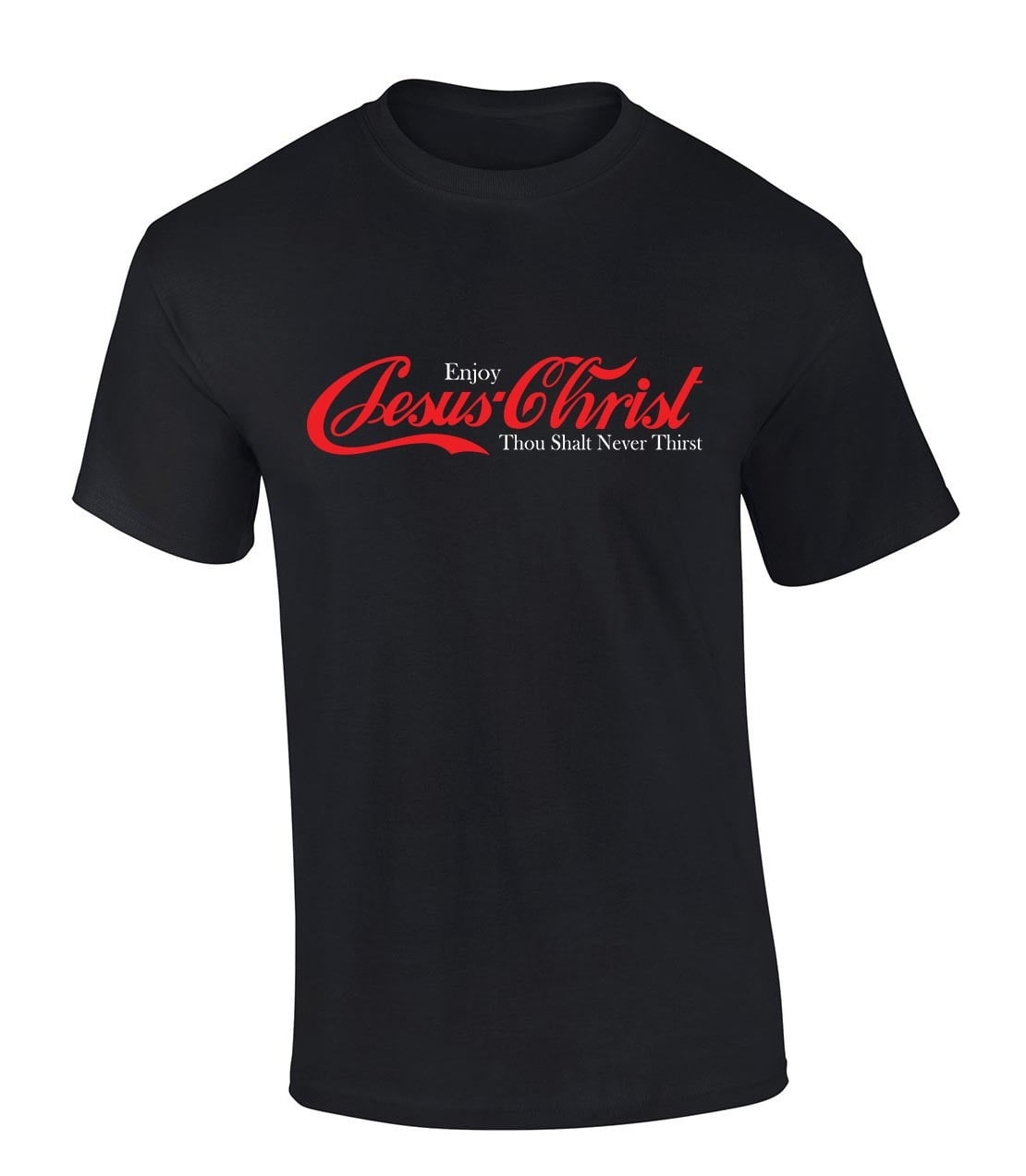 Mens Christian Tshirt Enjoy Jesus Christ Soda Logo Parody Short Sleeve ...