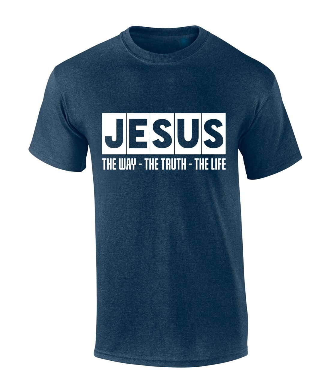 Mens Christian Tshirt Jesus the Way the Truth the Life Short Sleeve T ...