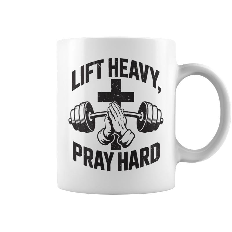 Mens Christian Workout Lift Heavy Pray Hard Jesus Gym Coffee Mugs ...