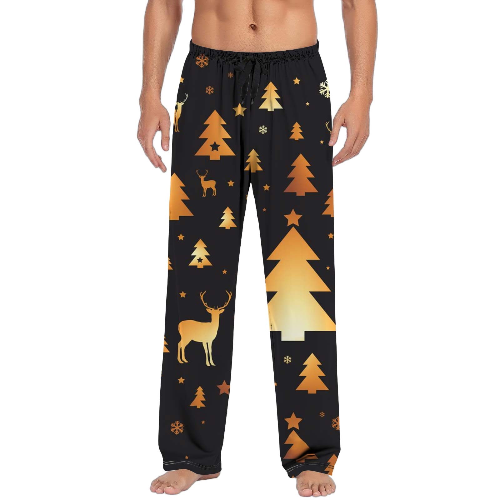 Mens Christmas Casual Pants Pajamas With Drawstring Pockets Christmas