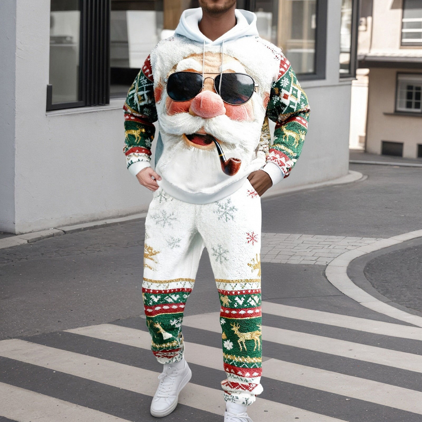 Mens Christmas Sweatsuits 2 Piece Sets Outfits Christmas Tracksuits ...