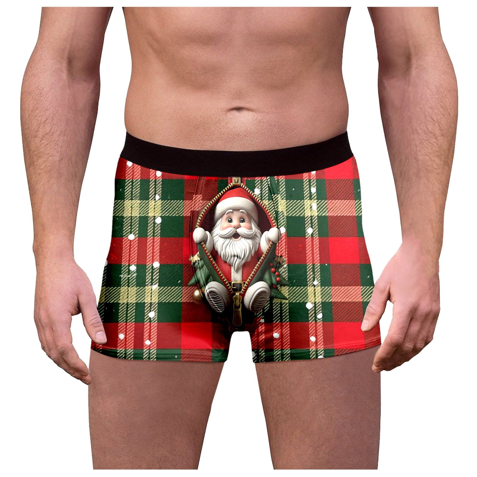 Mens Christmas Underwear Boxer Briefs Funny Novelty 3D Print Xmas ...