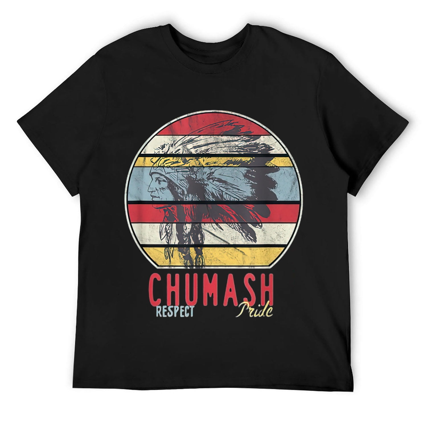 Mens Chumash Native American Indian Tribe Respect Pride Retro Sun T ...