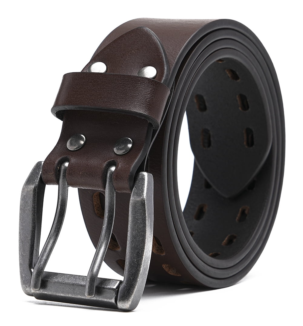 Mens Classic Genuine Leather Belt Jeans Solid Belts for Men 1.5inch ...