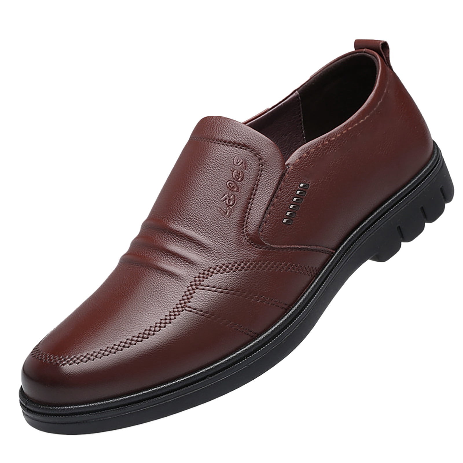 Mens Classic Leather Shoes Slip On Business Oxfords Work Shoes Fashion ...