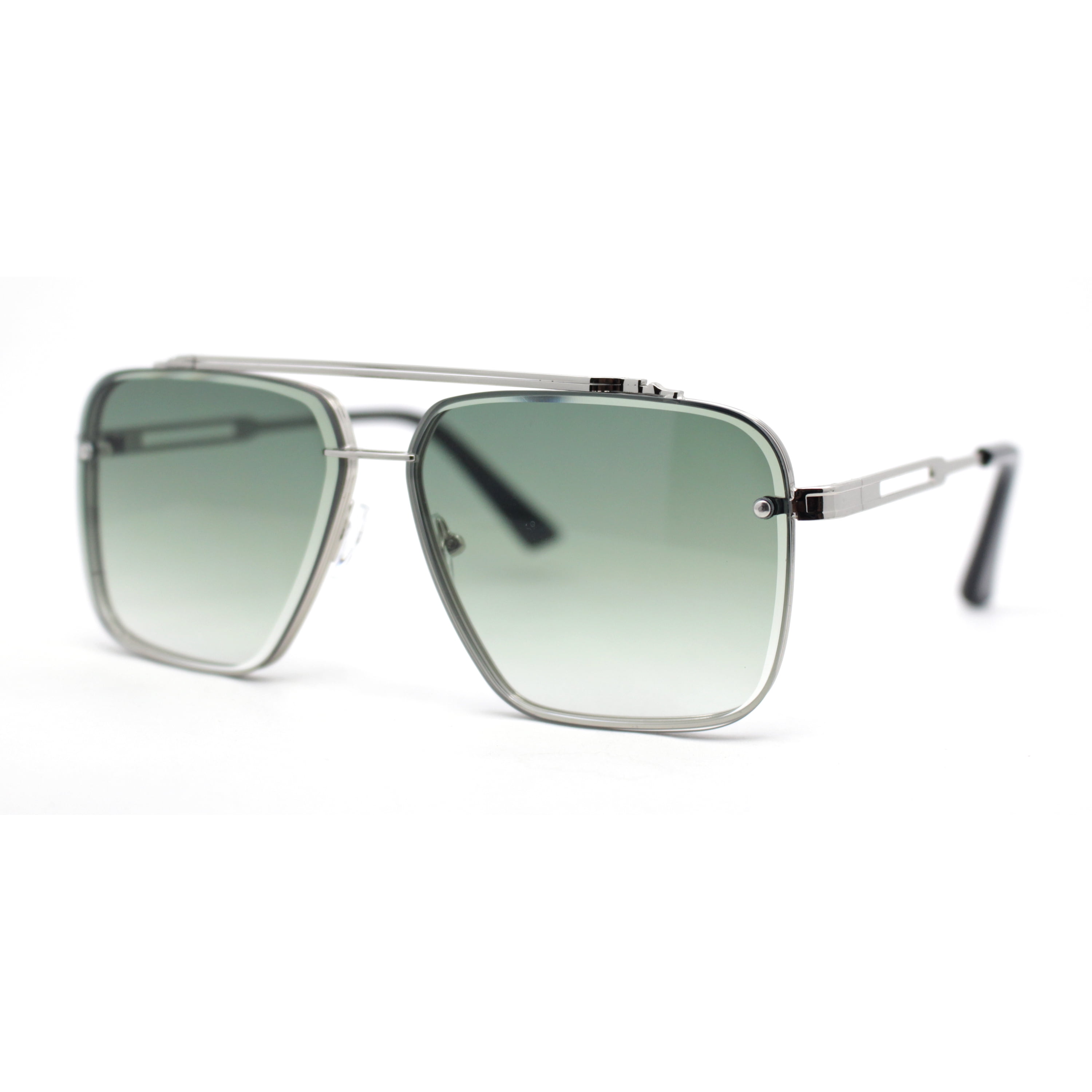 Mens Classic Mobster Rimless Metal Frame Rectangle Mafia Sunglasses ...