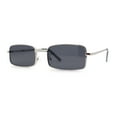Mens Classic Narrow Rectangle Metal Rim Dad Sunglasses Silver - Black ...