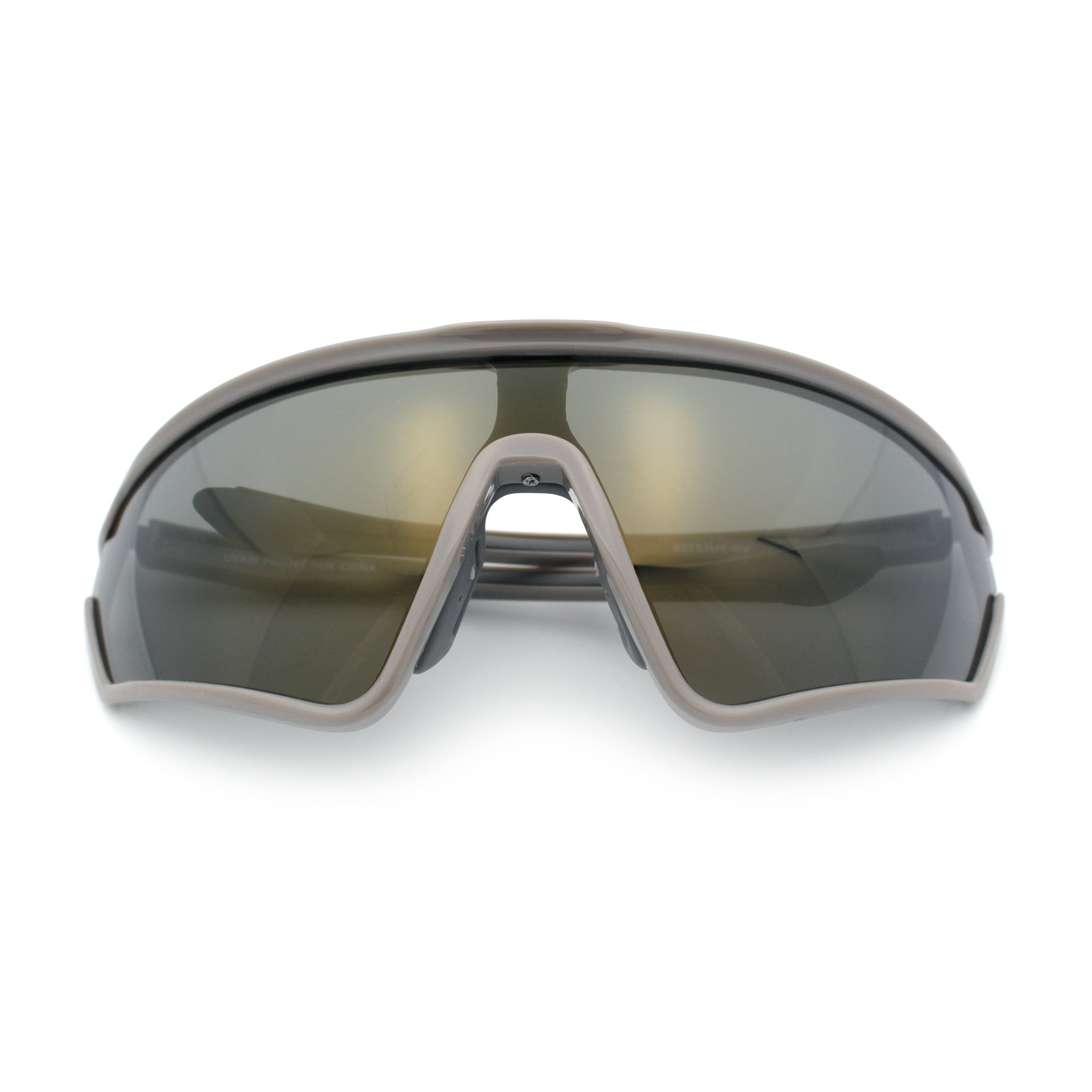 Mens Classic Oversized Shield Color Mirror Wrap Around Sport Plastic ...