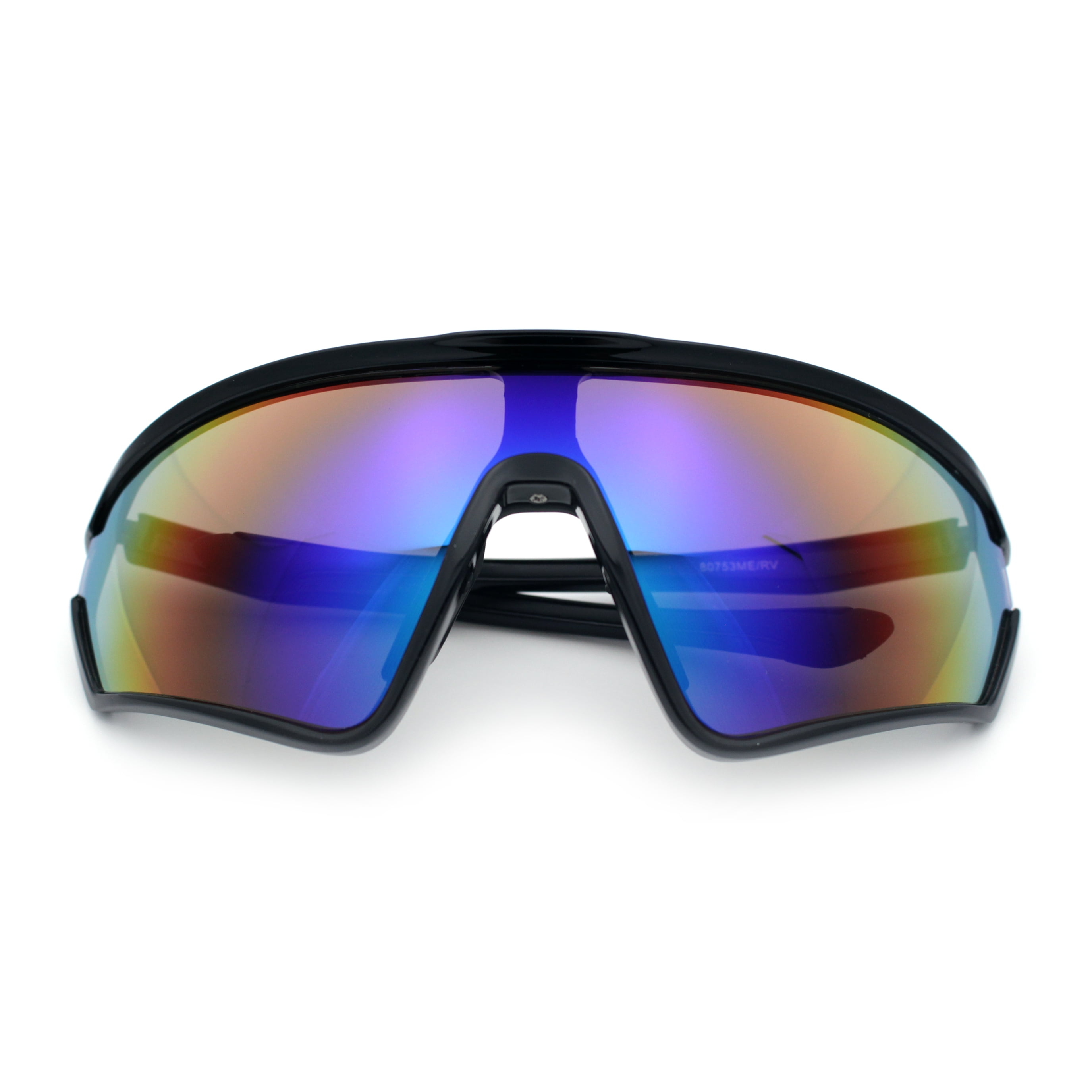 Mens Classic Oversized Shield Color Mirror Wrap Around Sport Plastic ...