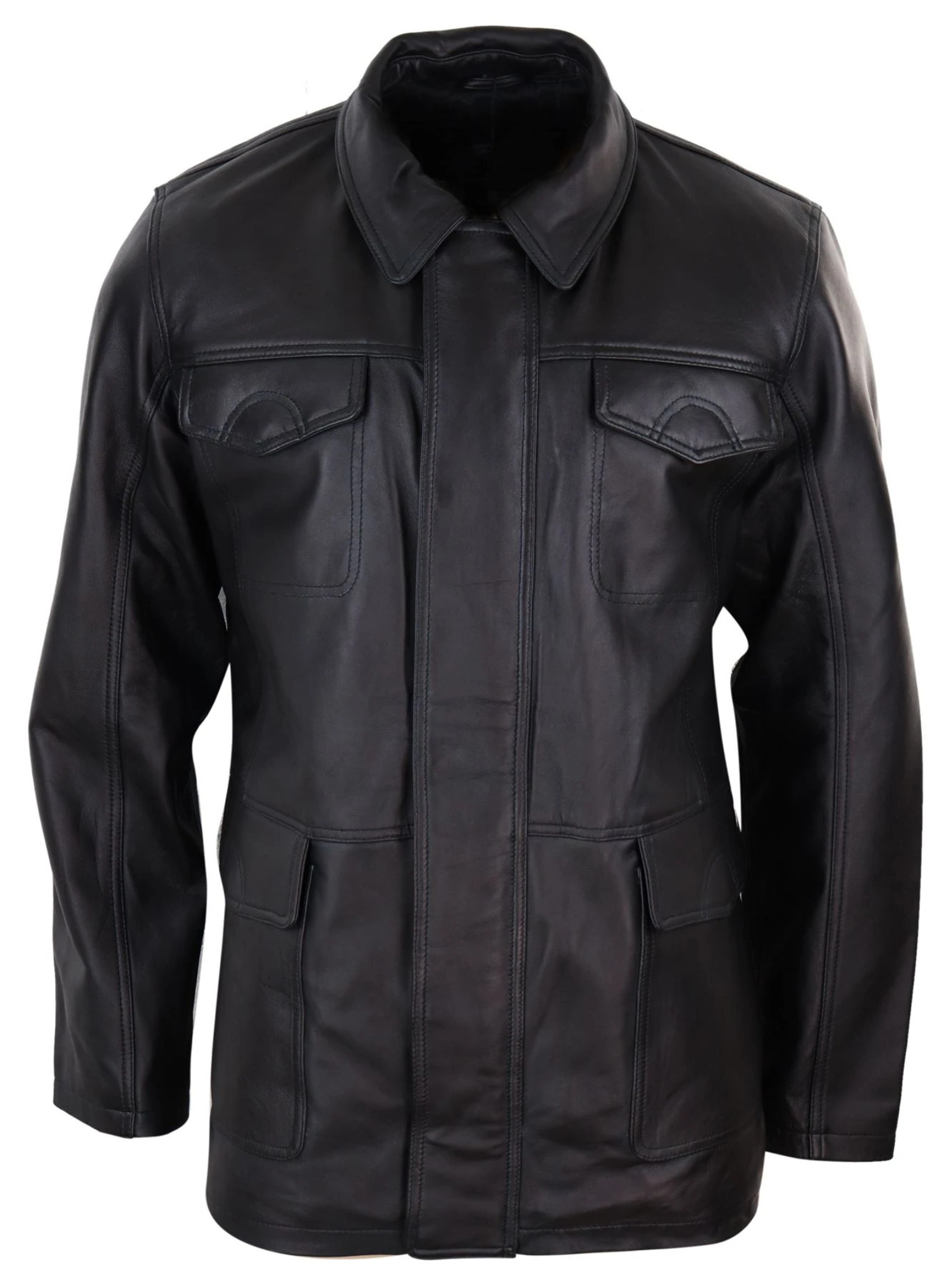 Infinity Men's Classic Leather Safari Jacket Overcoat Napa - Walmart.com