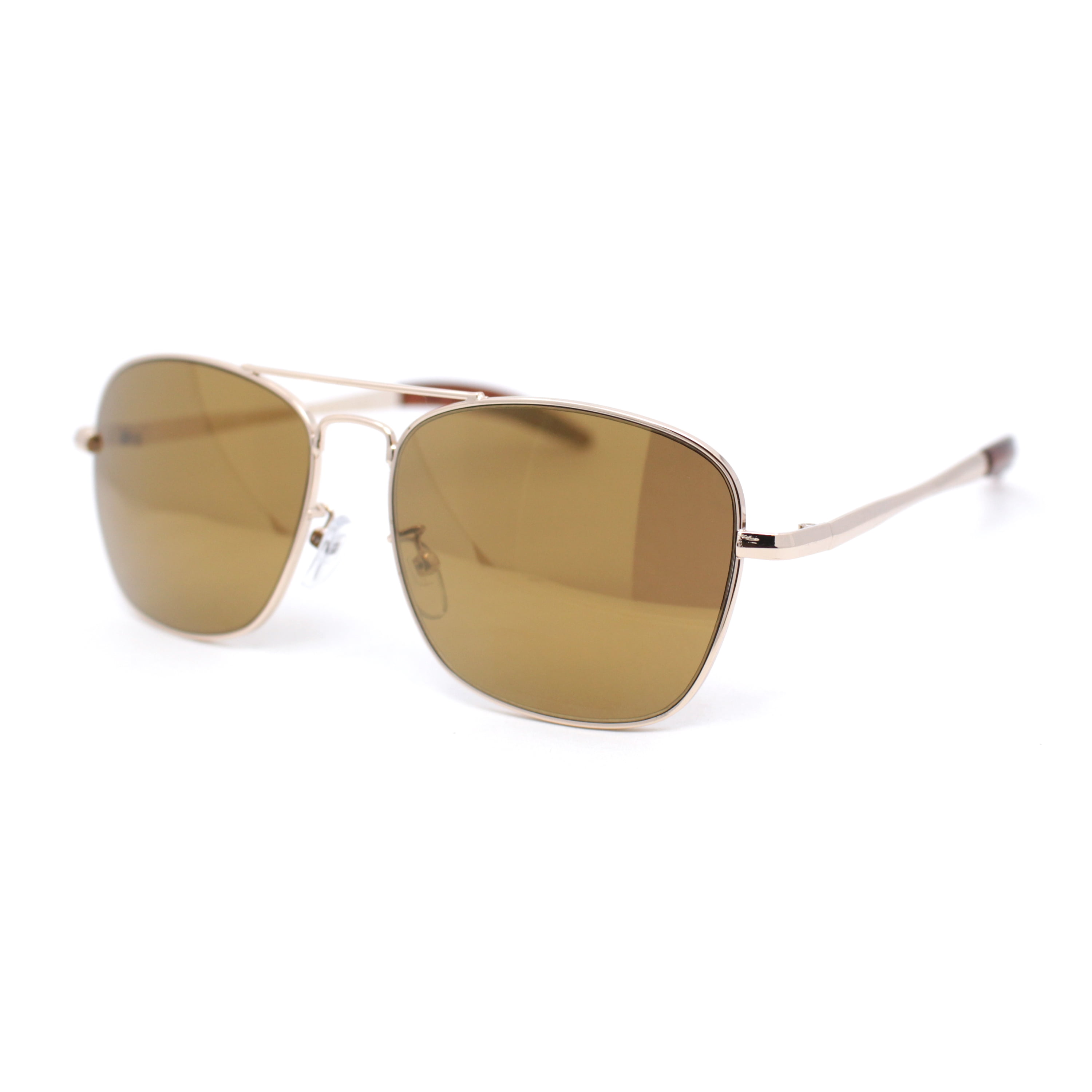 Mens Classic Rectangle Officer Air Force Pilot Metal Sunglasses Gold ...