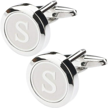 Mens Classic Stainless Steel Initial Cufflinks 26 Alphabet Initial ...