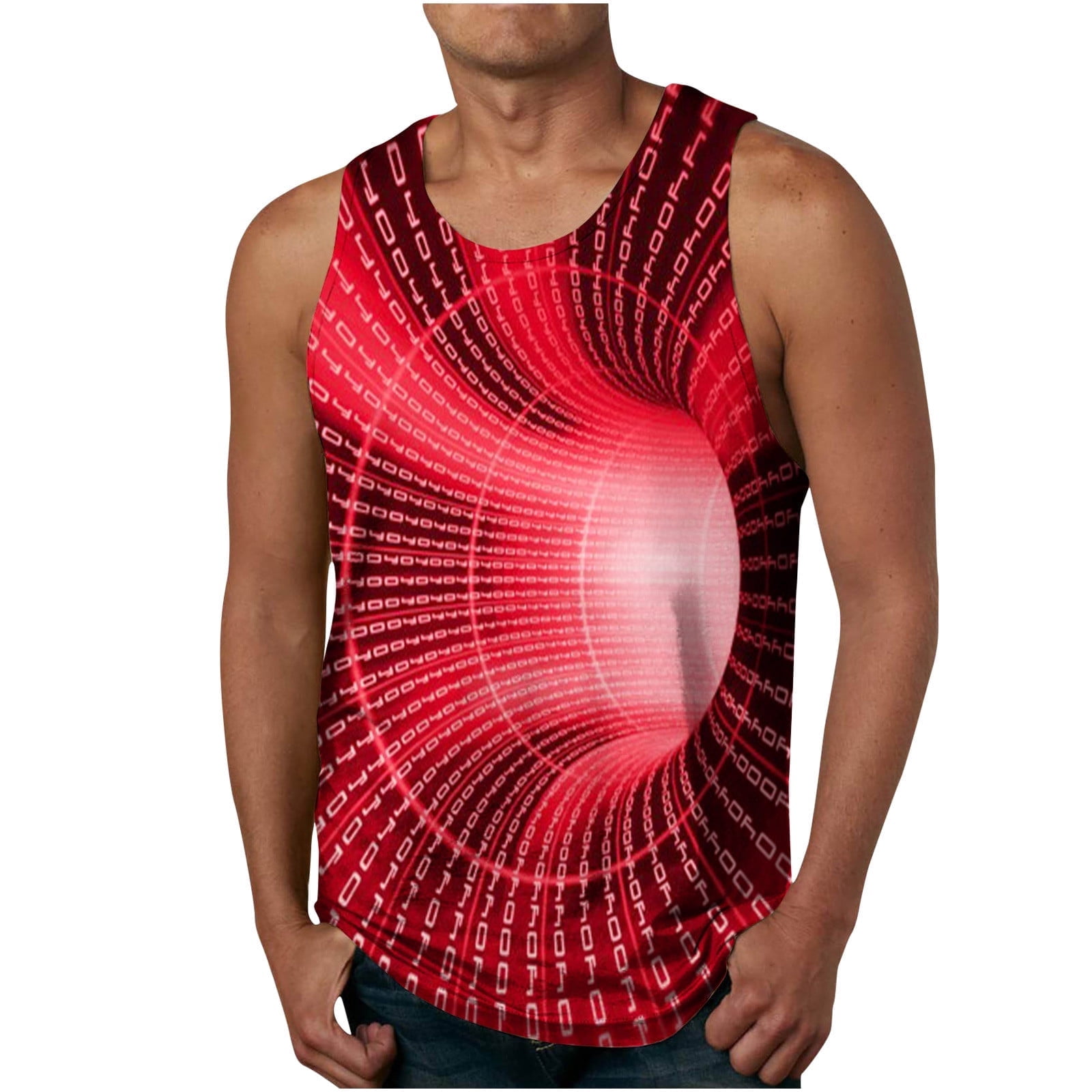 Mens Clearance Tawop Mens Tank Tops Round Neck Sports Printed ...