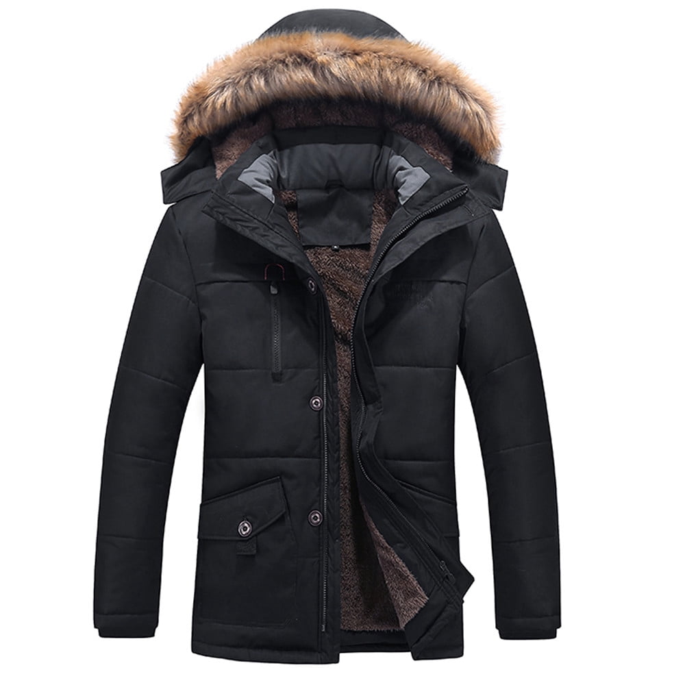 Mens Coats Outerwear Mens Winter Medium Length Zipper Plus Size ...