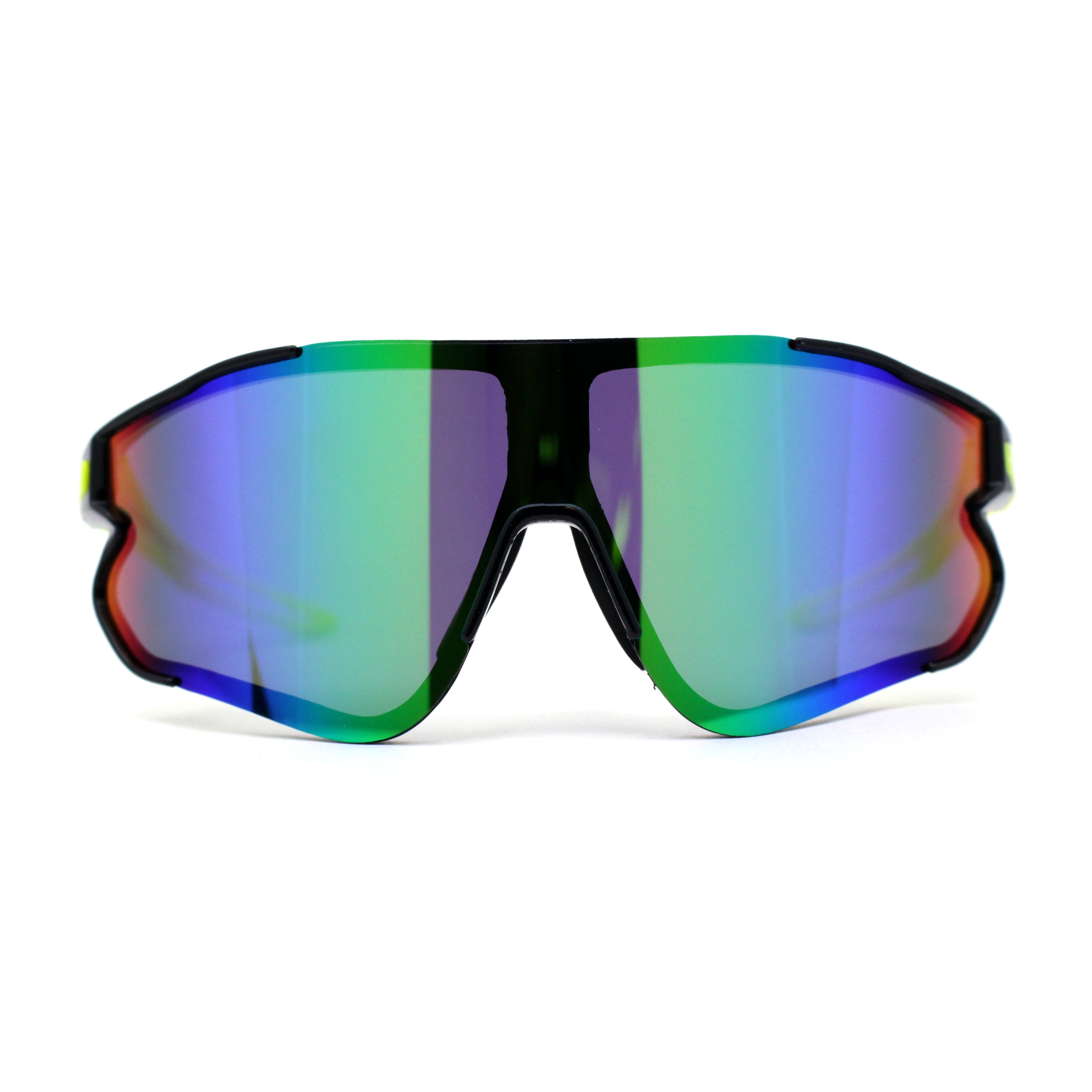 Mens Color Mirror Aerodynamic Block Shield Lens Plastic Sport ...