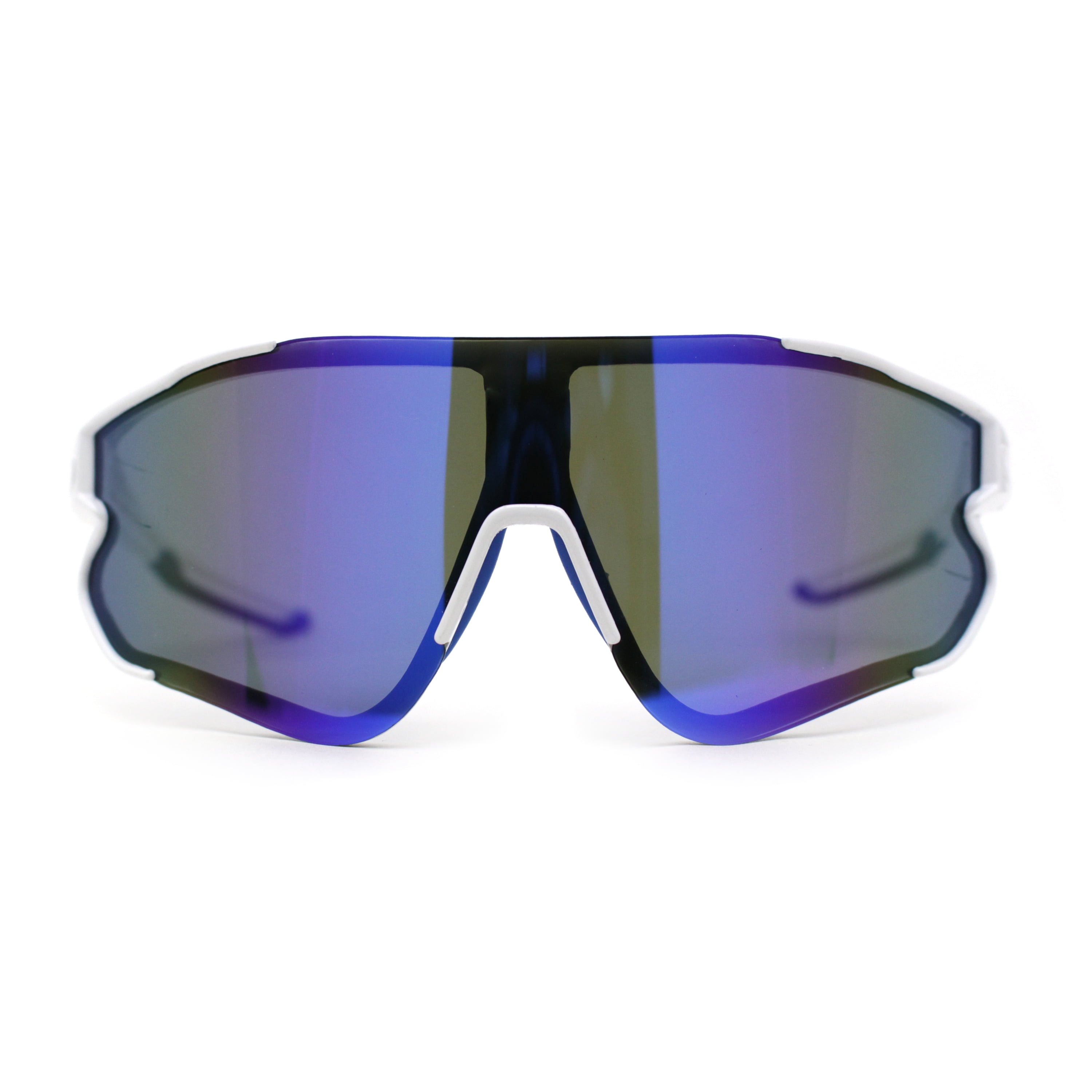 Mens Color Mirror Aerodynamic Block Shield Lens Plastic Sport ...