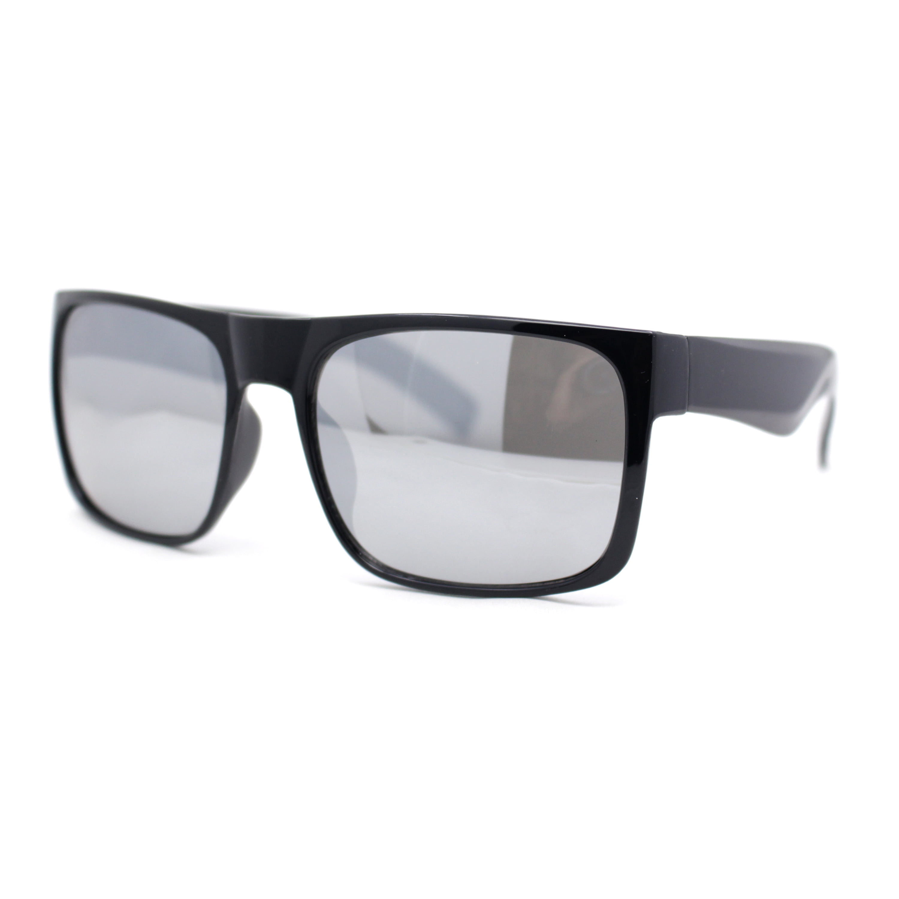 Mens Color Mirror Rectangular Sport Horn Rim Shark Fin Arm Sunglasses ...