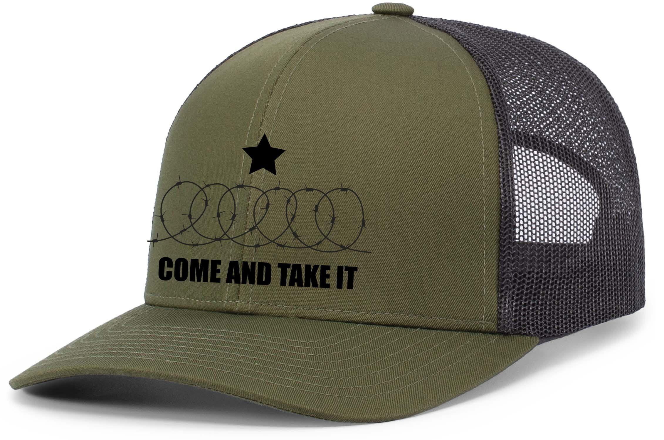 Mens Come and Take It Hat Texas Border Barbed Wire Mesh Back Trucker ...