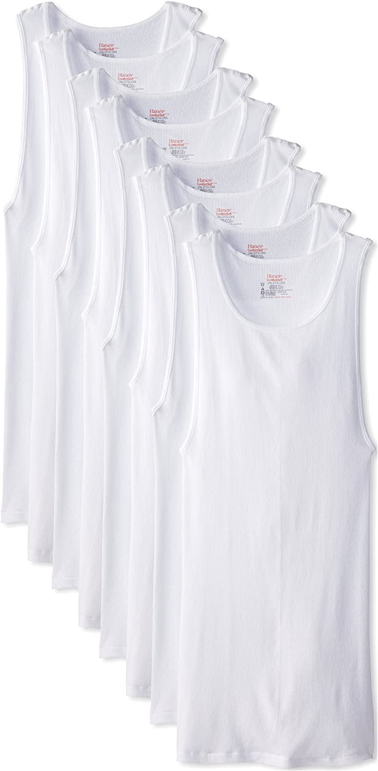 Mens ComfortSoft White Tagless Tank Value 8-Pack - Walmart.com