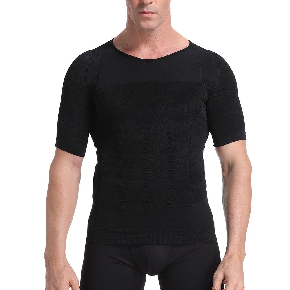 Mens Compression Body Shaper Hide Moobs Undershirt Slimming Shapewear ...