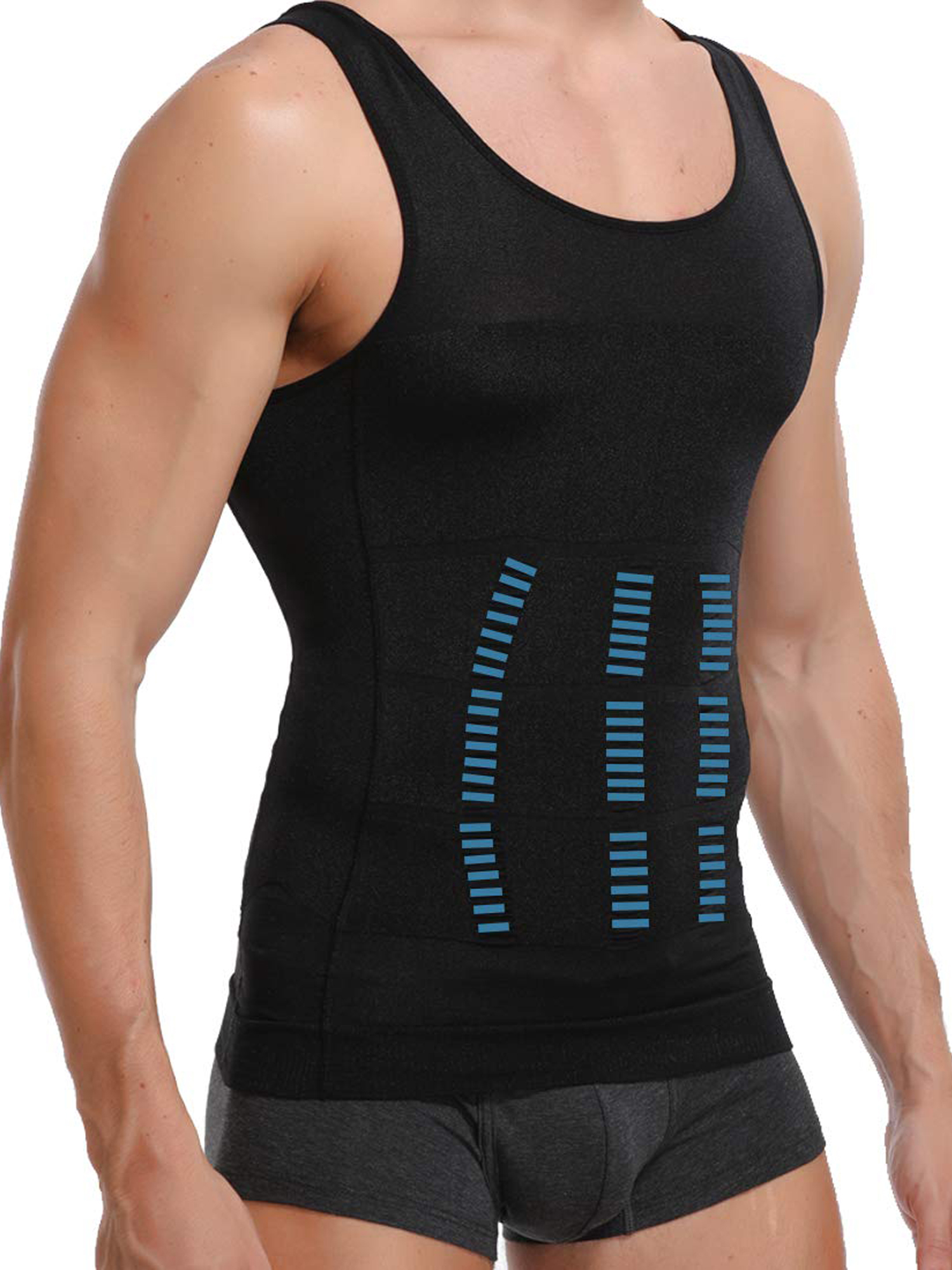 Mens Compression Undershirts Ultra Slimming Body Shaper Belly Control ...
