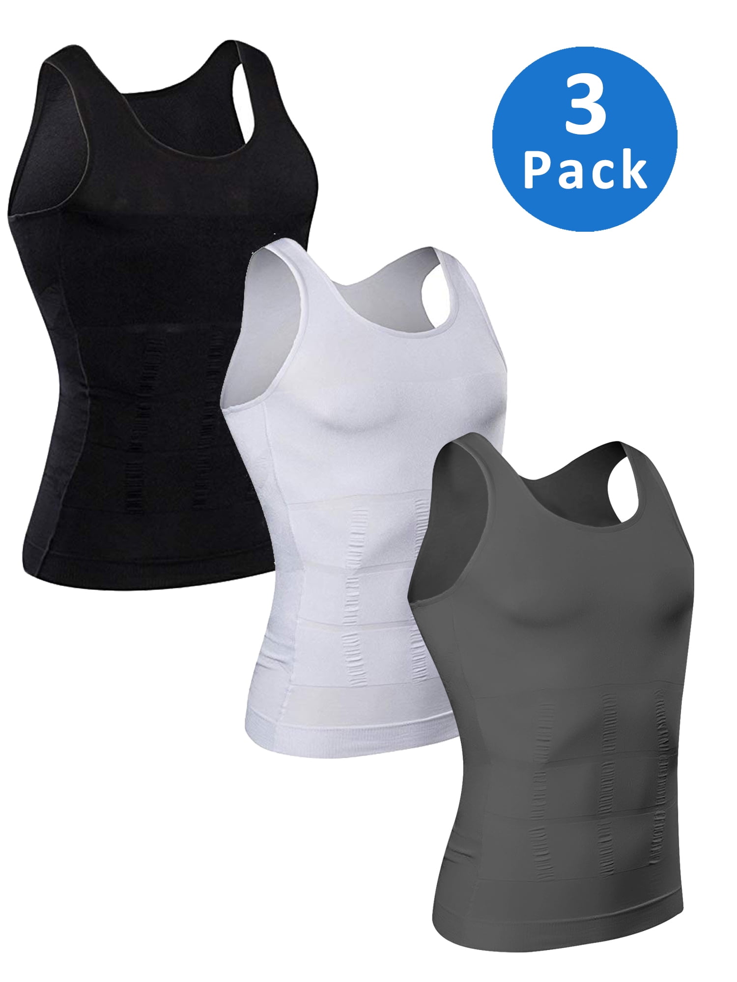 Mens Compression Undershirts Ultra Slimming Body Shaper Belly Control ...