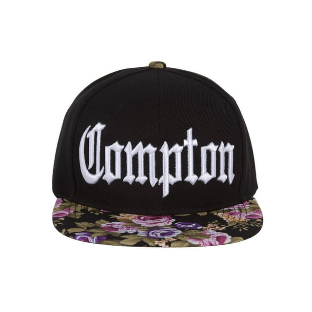 Mens Compton Hat - Los Angeles City Snapback Cap, Black/Floral ...