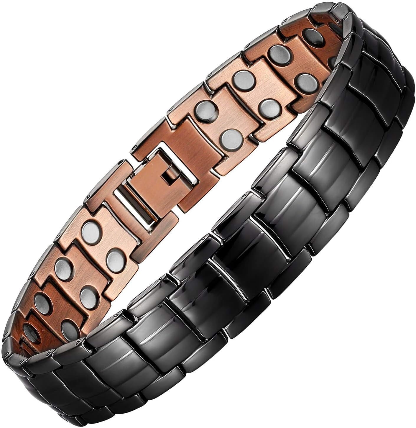 ZDWQFA Mens Copper Bracelets, Double-Row Black Copper Bracelet for Men ...