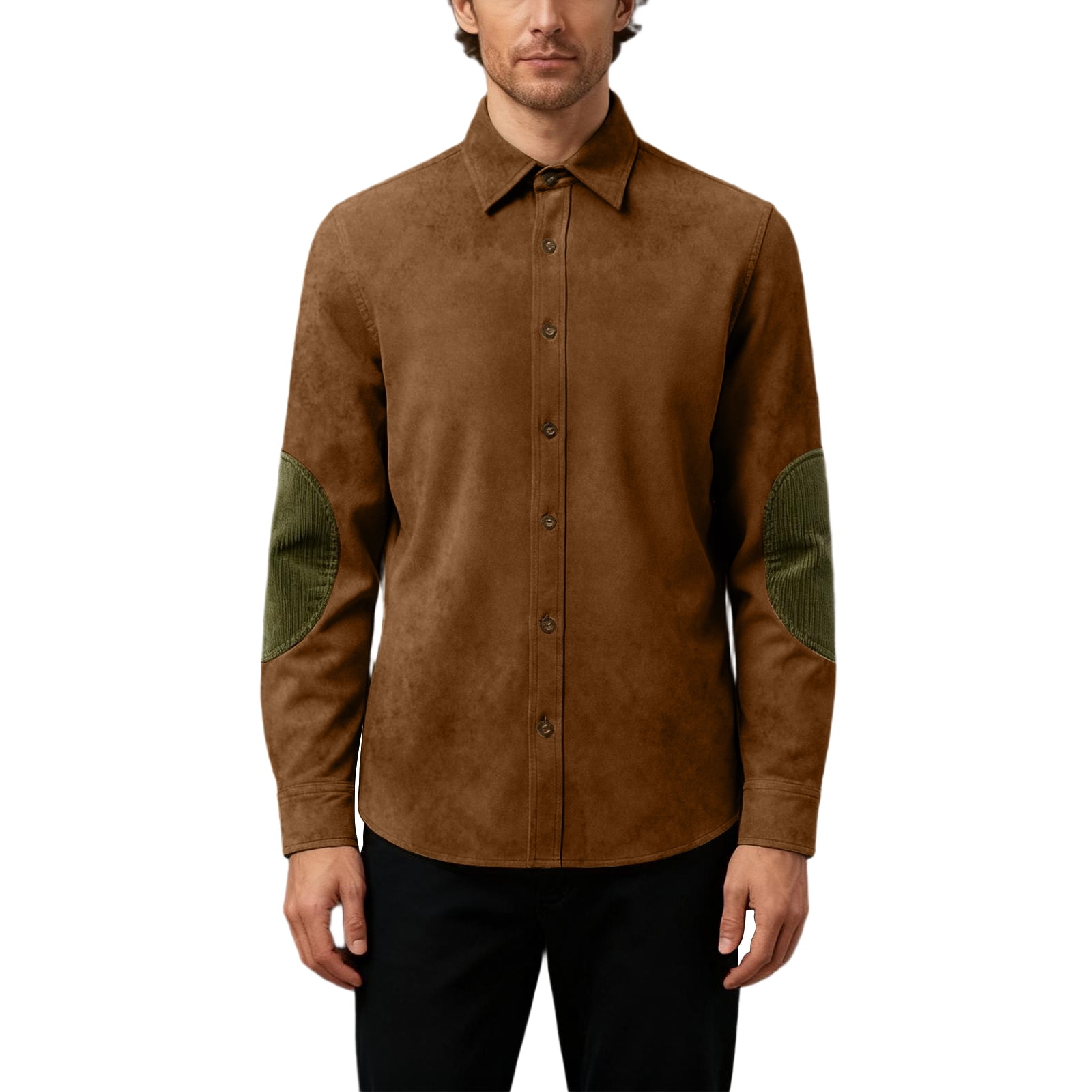 Mens Corduroy Shirt Casual Button Down Dress Shirt Spring Lightweight ...