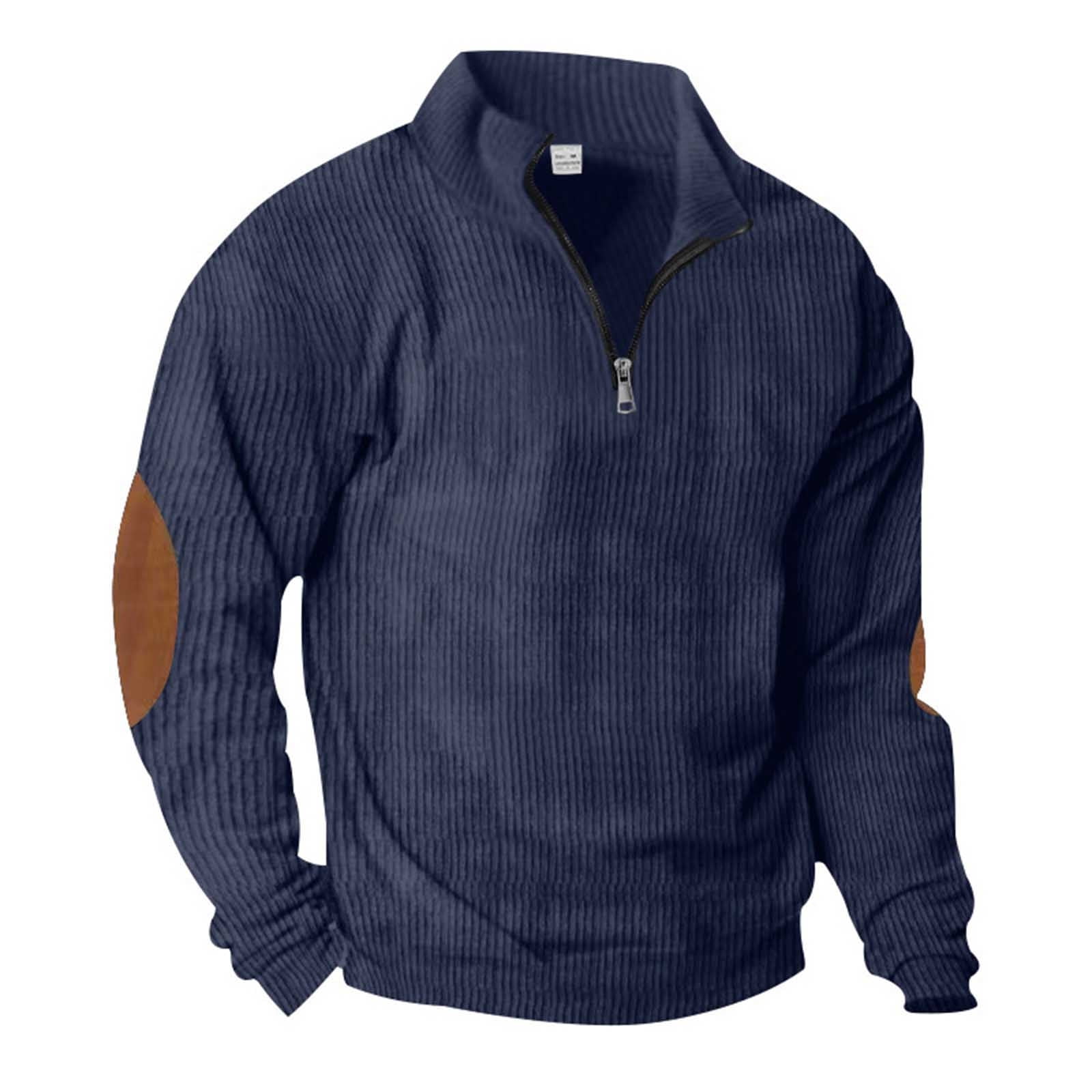Mens Corduroy Sweatshirt 2025 Half Zip Pullover Long Sleeve Stand ...