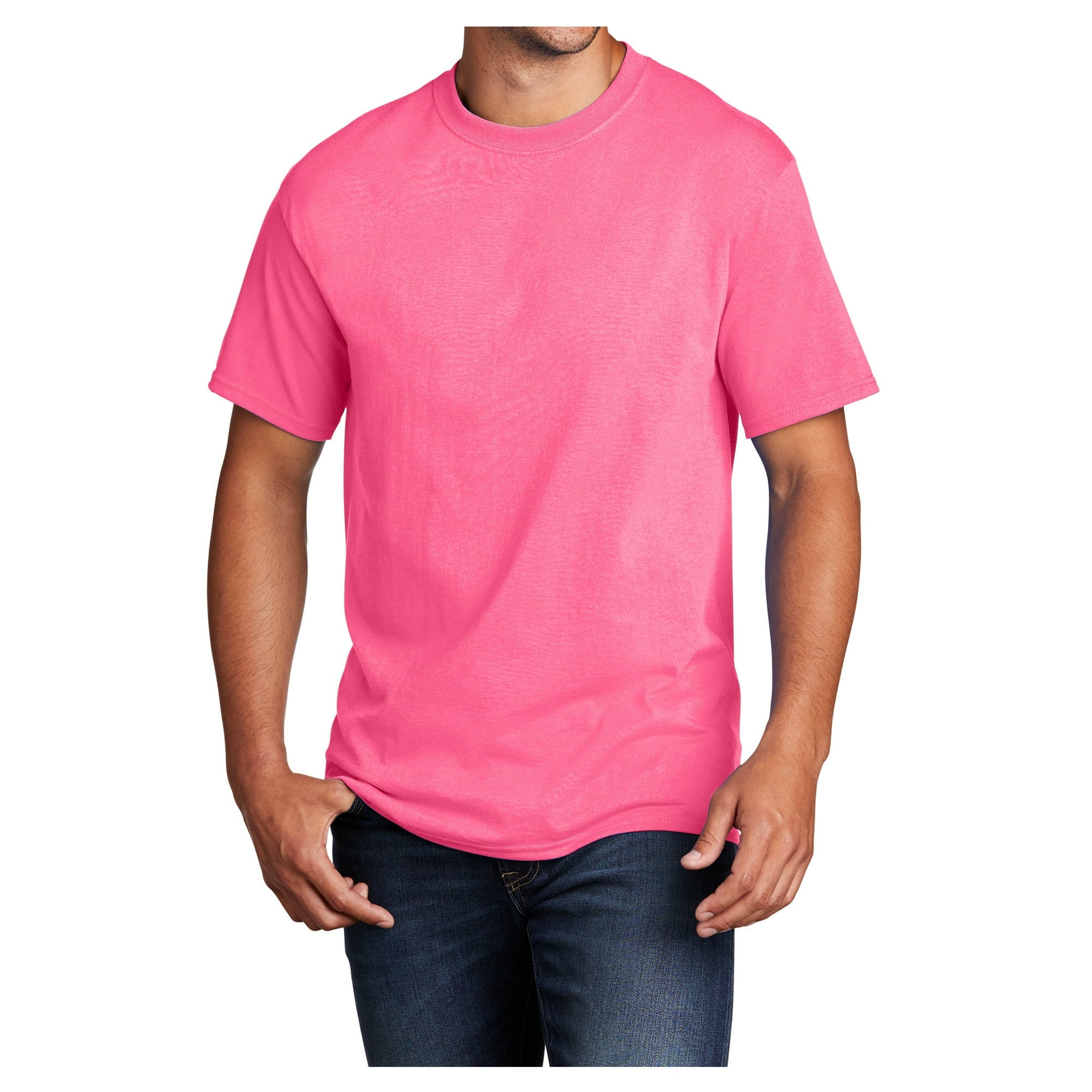 Mens Core Cotton Male T-Shirts Neon Pink XL - Walmart.com
