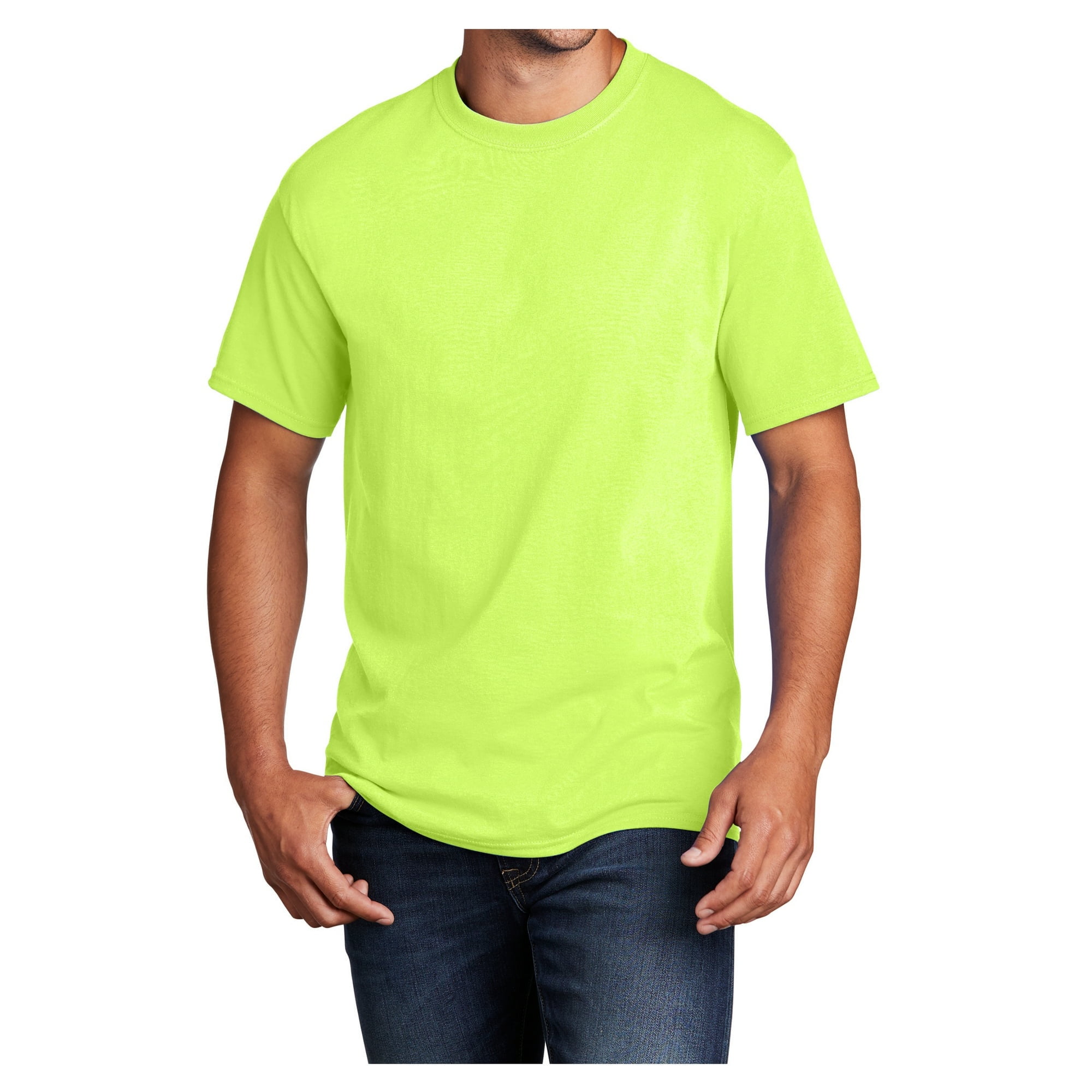 Mens Core Cotton Male T-Shirts Neon Yellow L - Walmart.com
