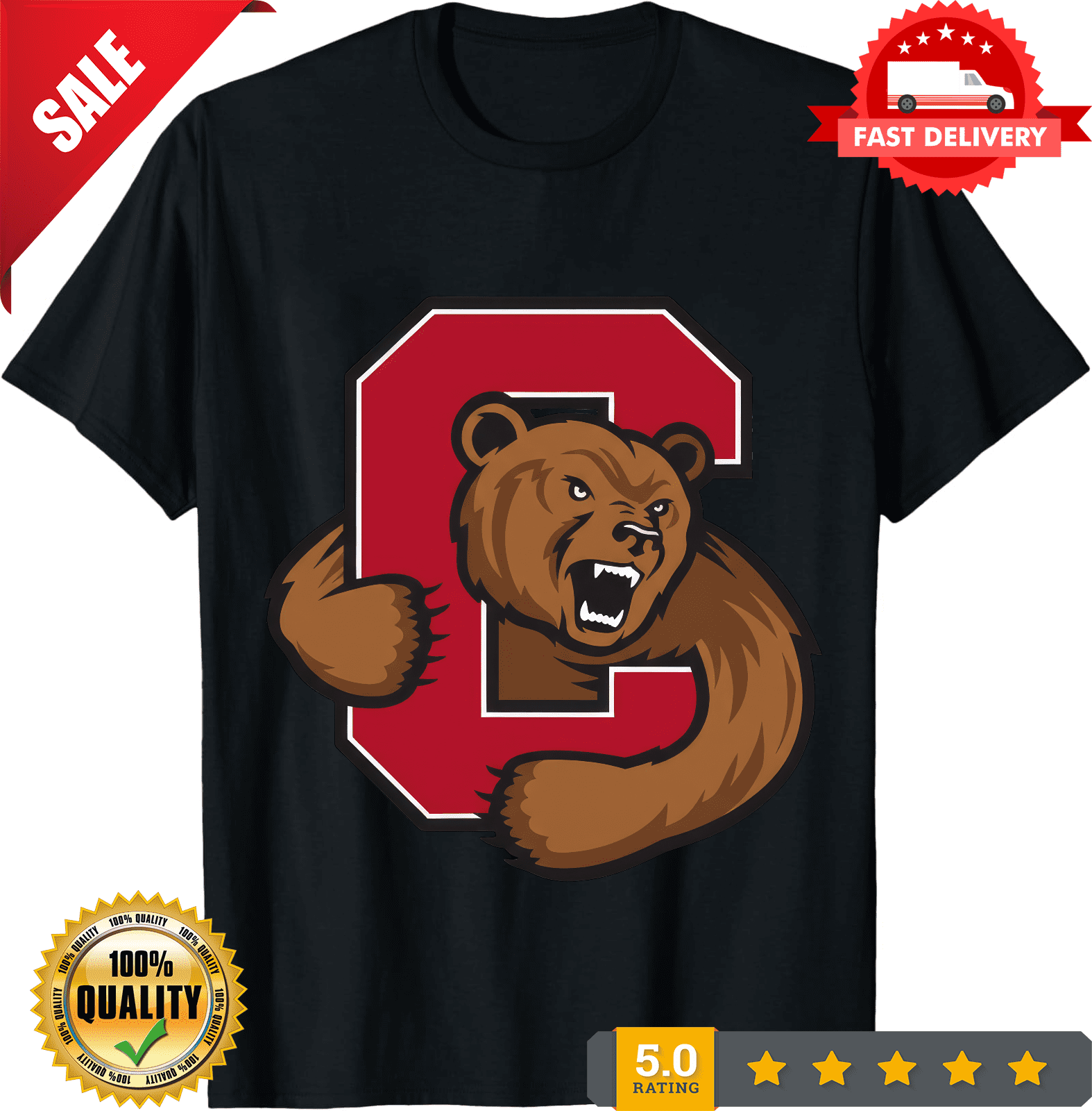 Mens Cornell Big Red Apparel Neutral Bear Icon T-Shirt, LIMITED EDITION ...