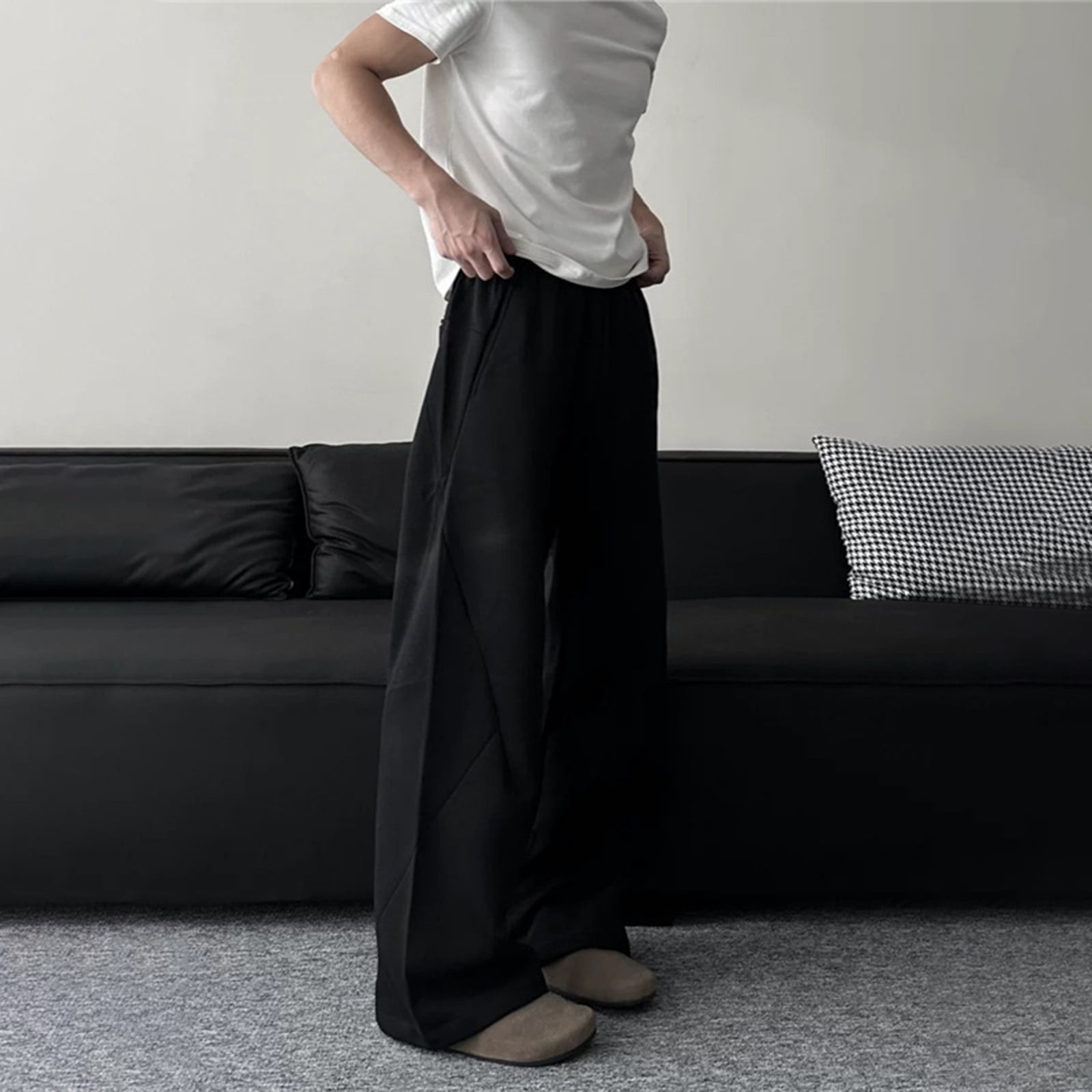 Mens Cotton Athletic Pants Open Bottom Running Sweatpants Straight Leg ...