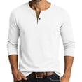 Mens Cotton Blend Long Sleeve Henley Shirt Crewneck 2-Button Placket ...