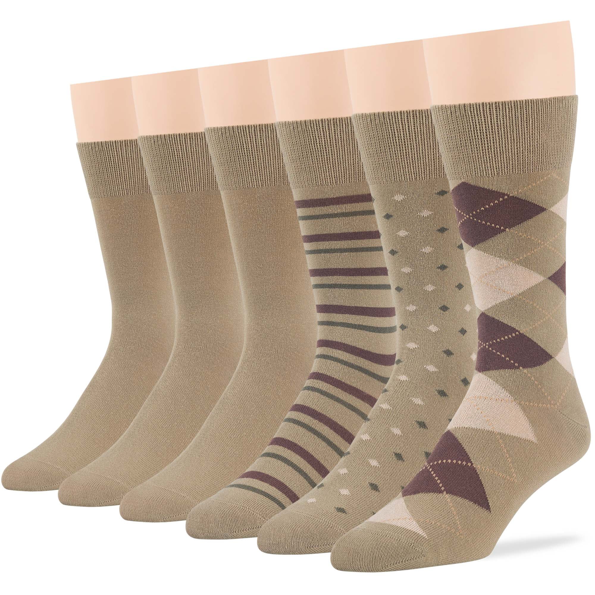 7BIGSTARS KINGDOM Men's Dress Socks Cotton -6 pack- Patterned Thin ...