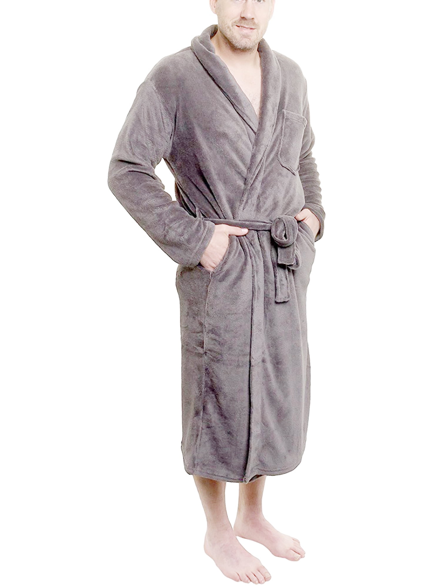 Mens Cotton Terry Cloth Bathrobe Shawl Collar Velour Spa Robe - Walmart.com