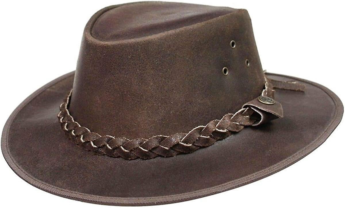 Mens Cowboy Australian Western Style Braided Hat Full Grain Leather ...