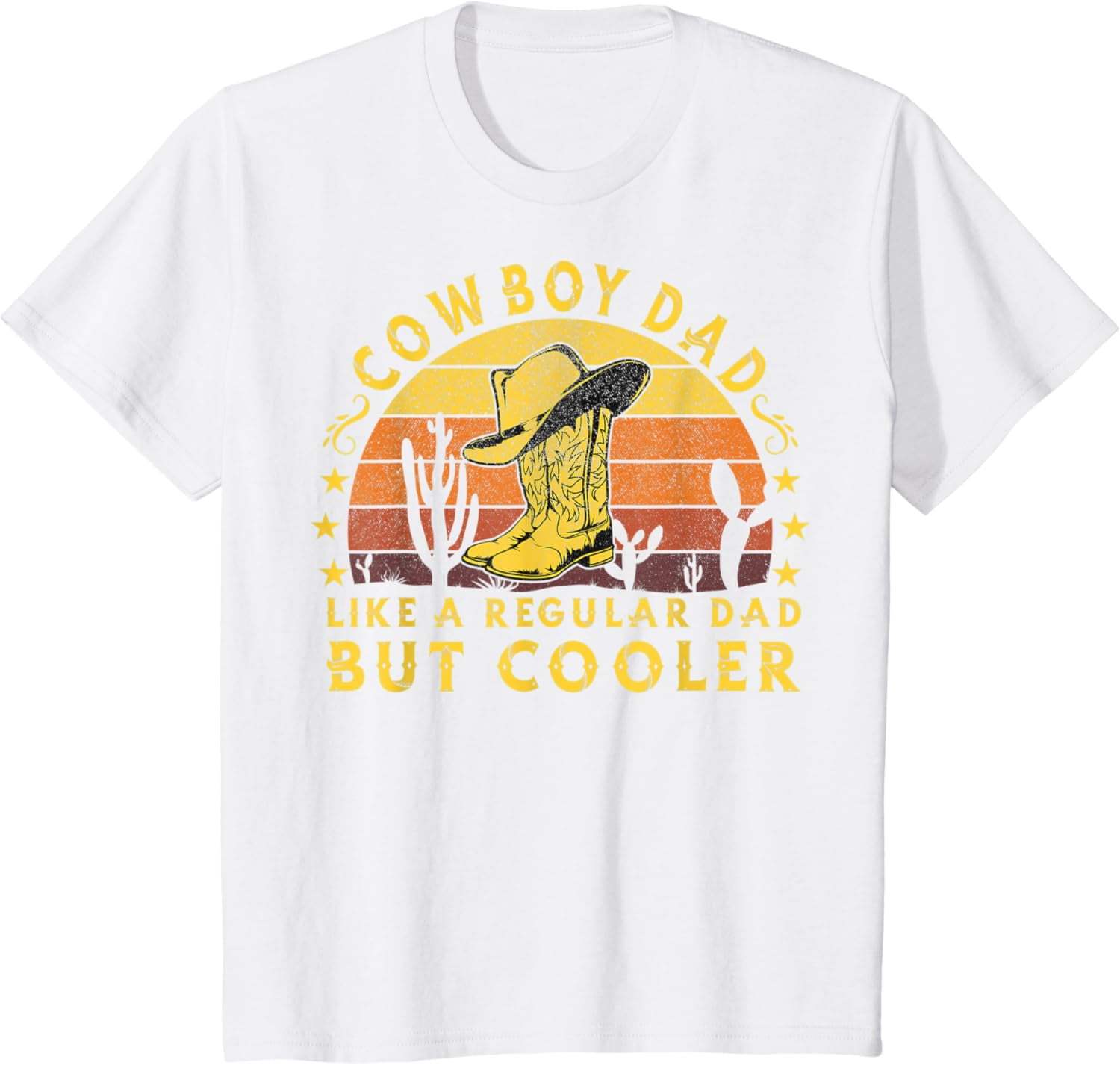 Mens Cowboy Hats And Boots Dad Western Clothing For Men Father T-Shirt ...