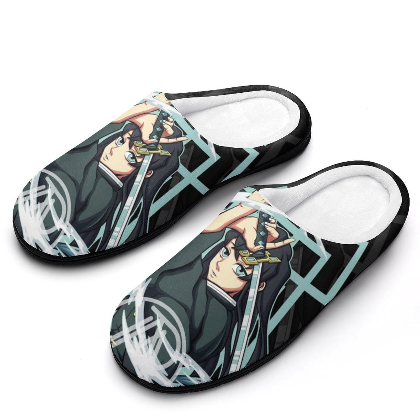 Mens Cozy Slippers Demon Slayer Muichiro Tokito Warm Soft Plush Slipper ...