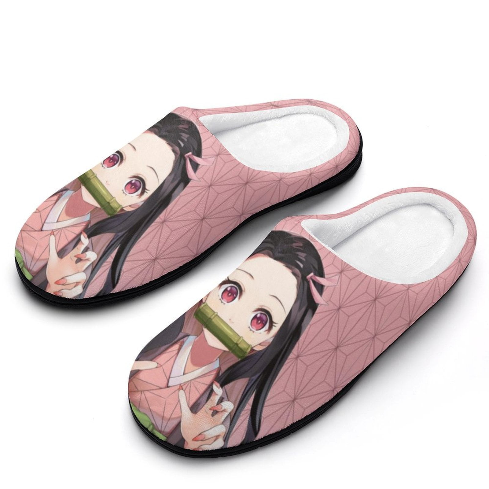 Mens Cozy Slippers Demon Slayer Nezuko Warm Soft Plush Slipper Slip-on ...