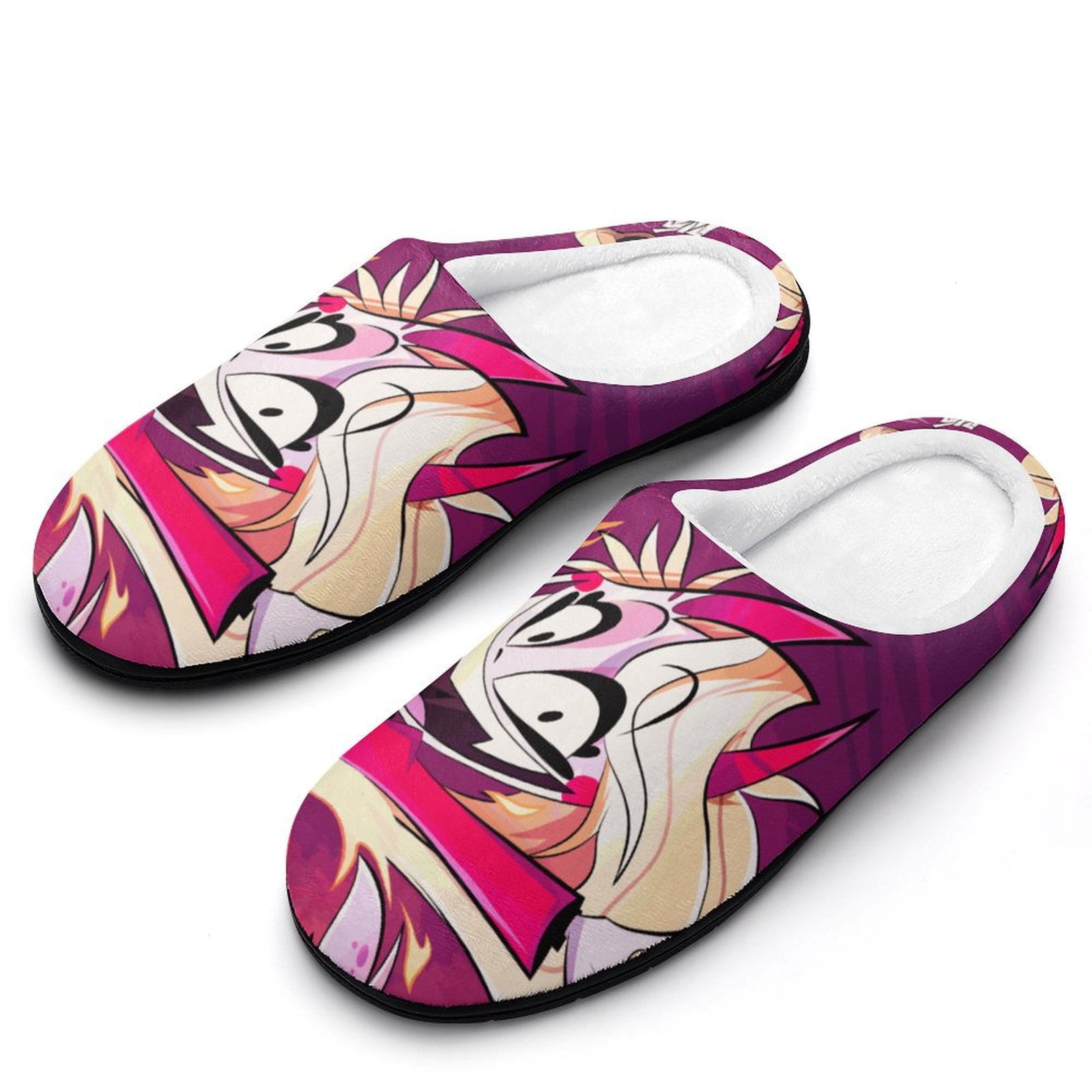 Mens Cozy Slippers Hazbin Hotel Warm Soft Plush Slipper Slip-on House ...