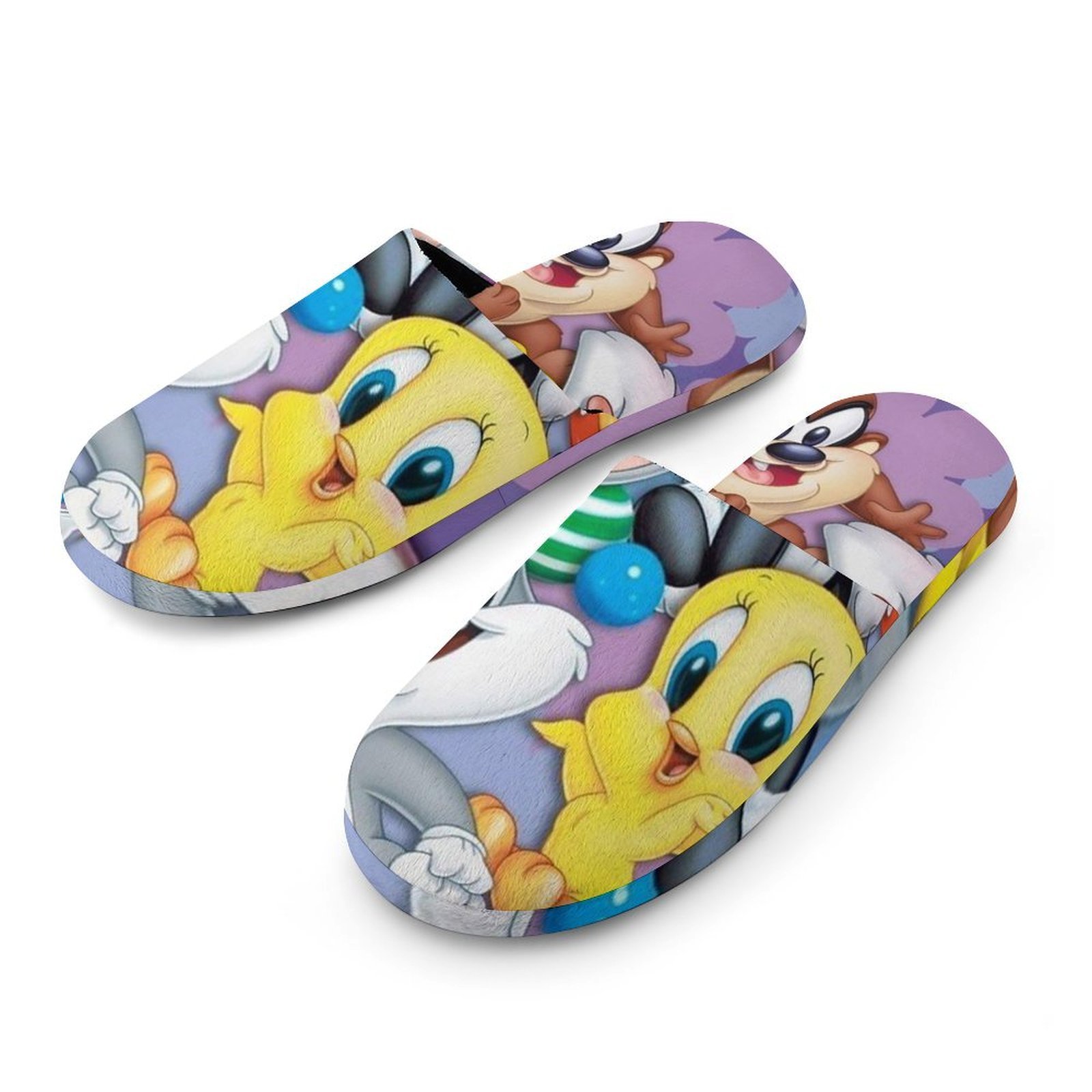 Mens Cozy Slippers Looney Tunes Cartoons Warm Soft Plush Slipper Slip ...
