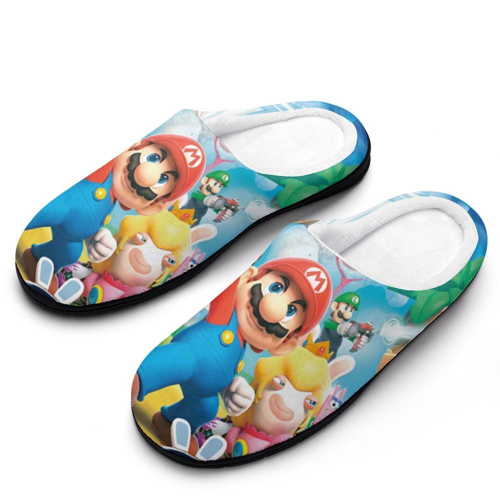 Mens Cozy Slippers Mario Warm Soft Plush Slipper Slip-on House Shoes ...
