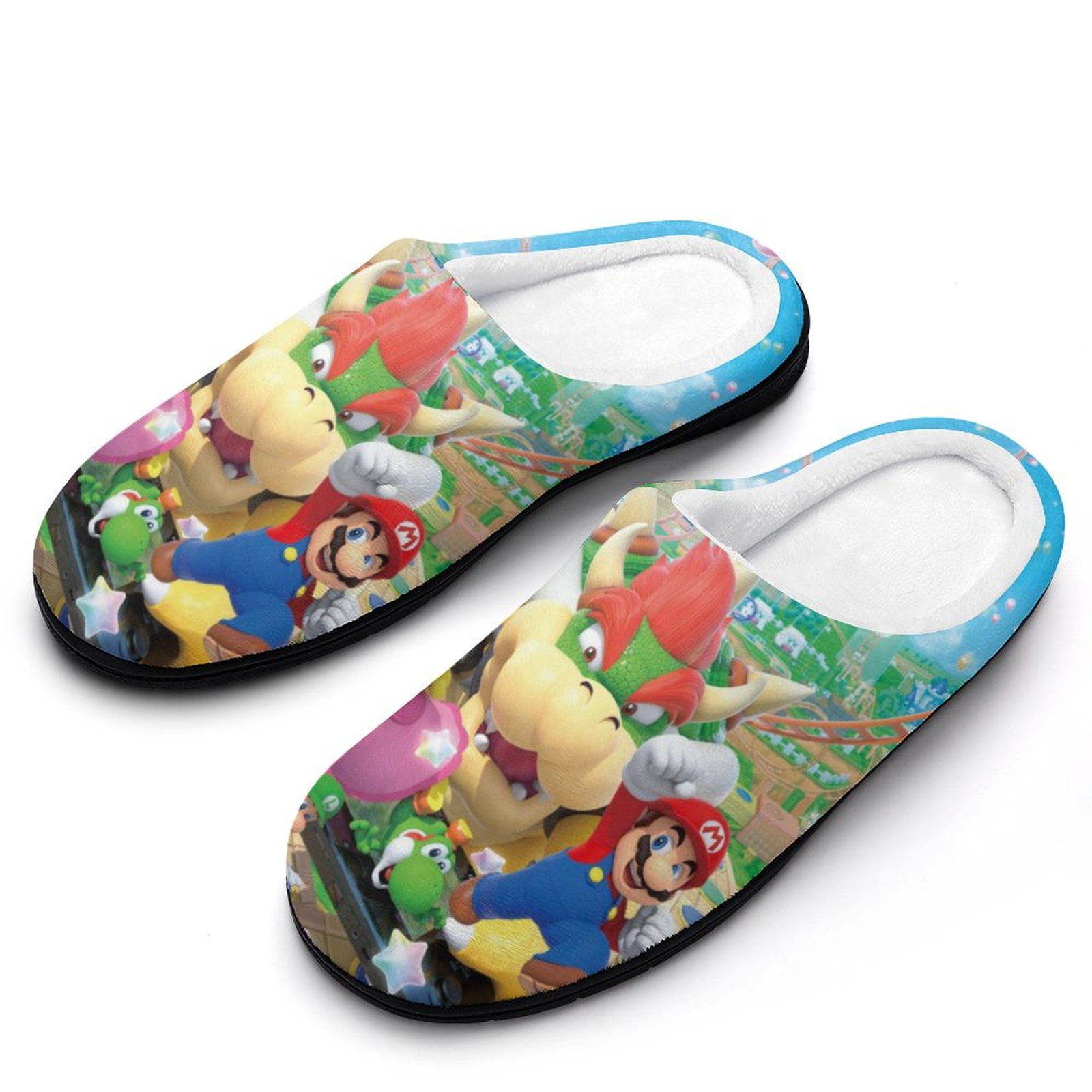 Mens Cozy Slippers Mario Warm Soft Plush Slipper Slip-on House Shoes ...