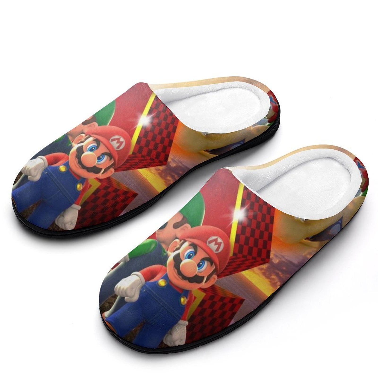 Mens Cozy Slippers Mario Warm Soft Plush Slipper Slip-on House Shoes ...